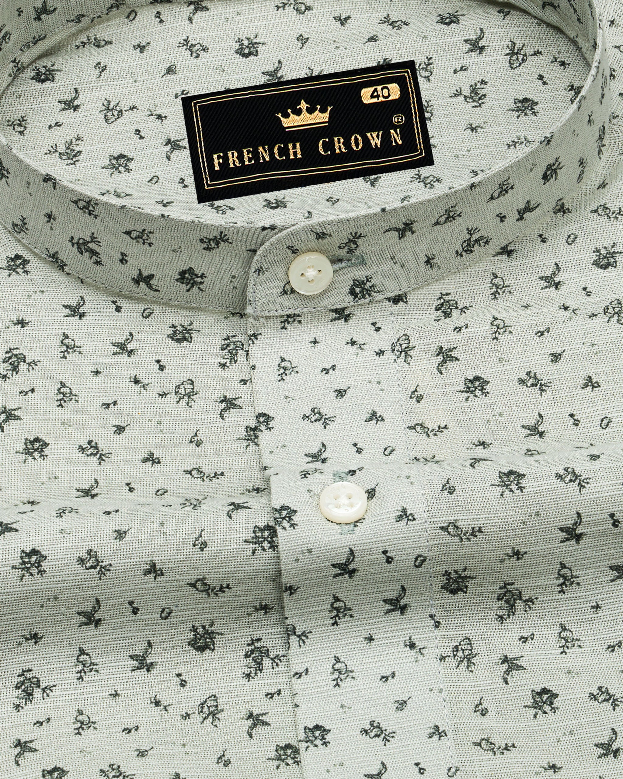 Pumice Green Formal/Casual Prints Premium Linen Shirt For Men