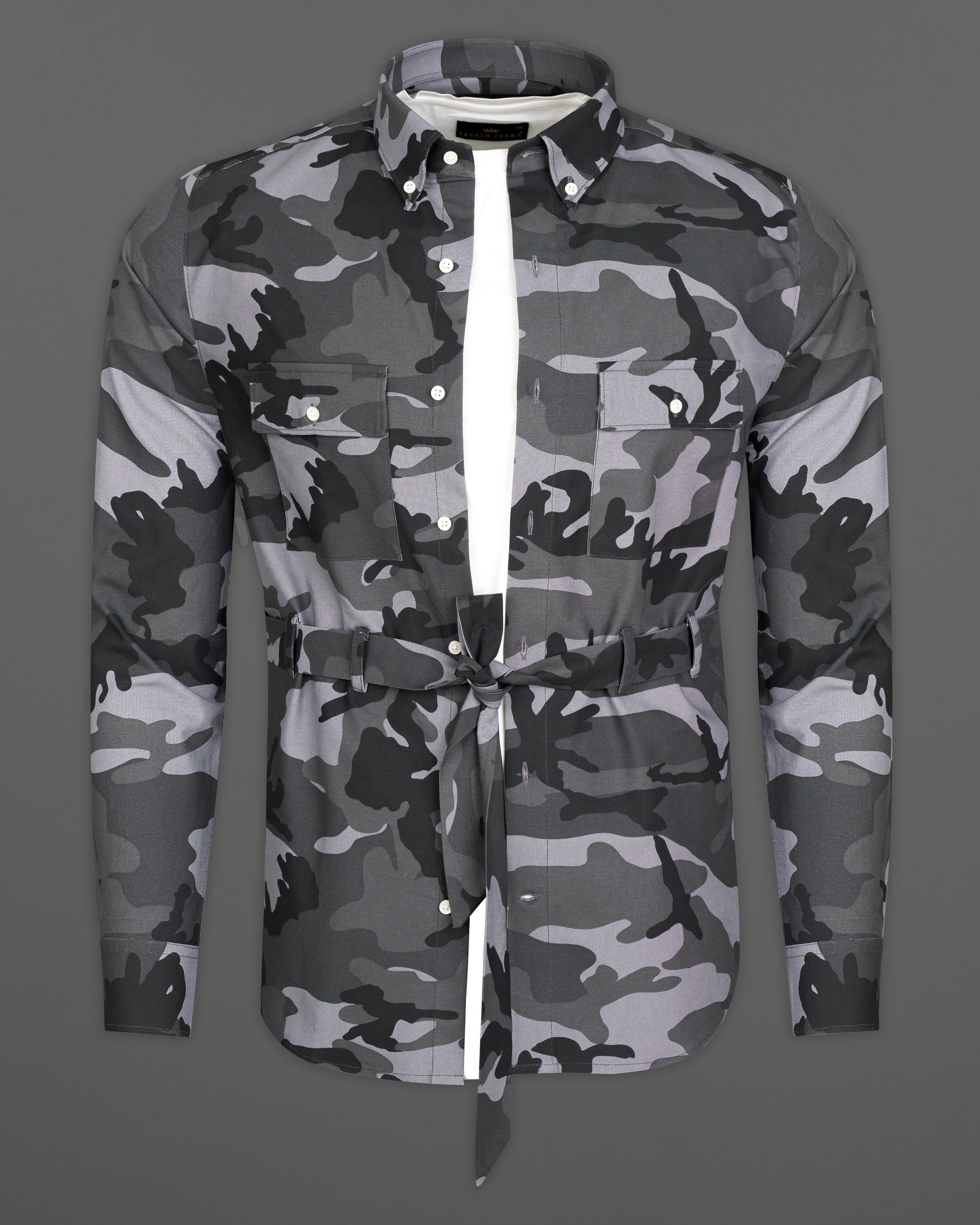 Iridium Gray with Jade Black Casual Prints Premium Cotton Shirt For Men ...