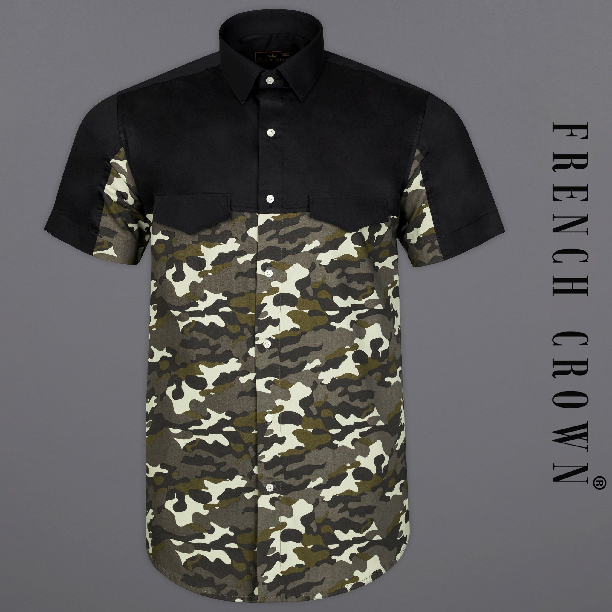 Jade Black with Birch Brown Casual Prints Premium Cotton Shirt For Men ...