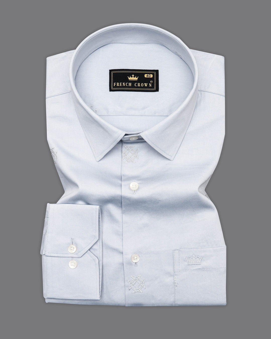 Mystic Blue Embroidered Super Soft Premium Cotton Shirt 9724-38, 9724-H ...