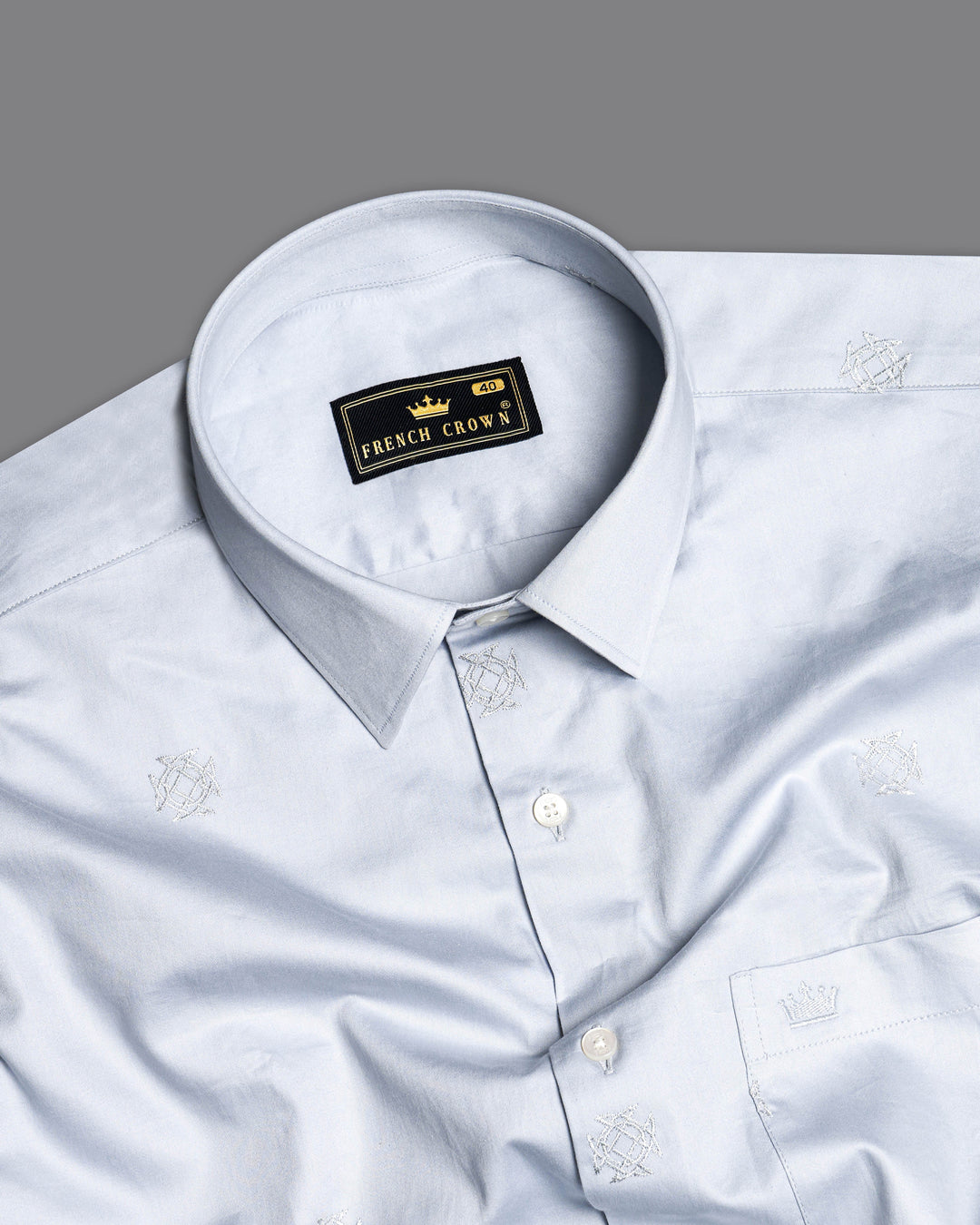 Mystic Blue Embroidered Super Soft Premium Cotton Shirt 9724-38, 9724-H ...