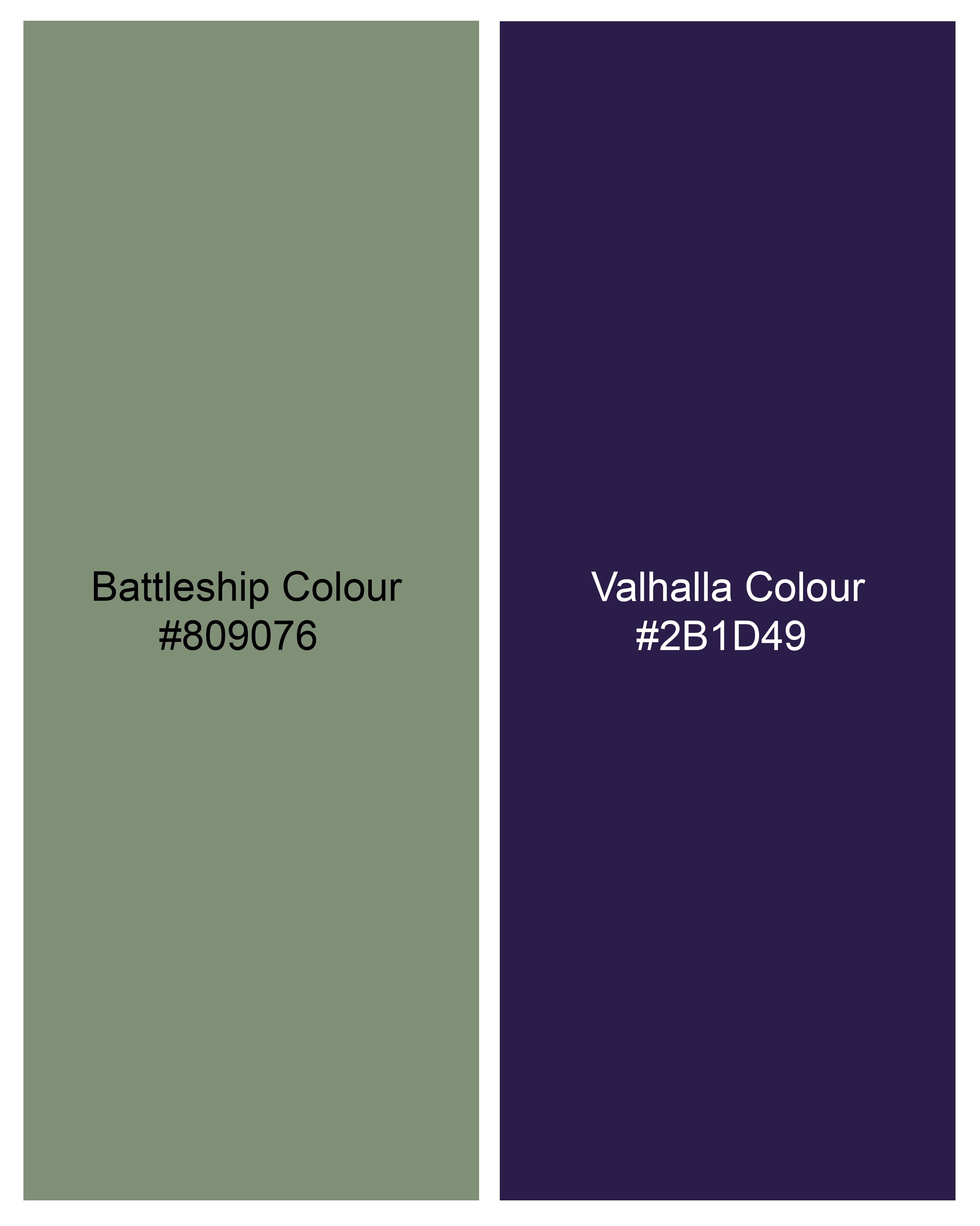 Battleship Green and Valhalla Blue Checkered Premium Cotton Kurta Shirt