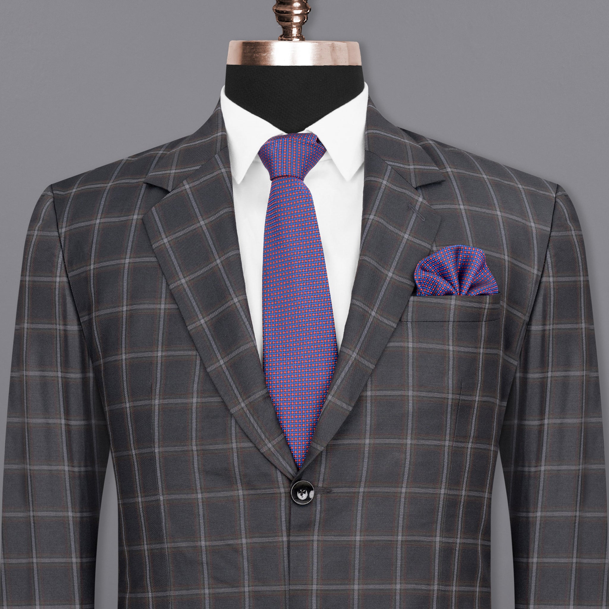 Tundora Gray Checks-Plaid Single Breasted Premium Wool-Blend Blazers ...