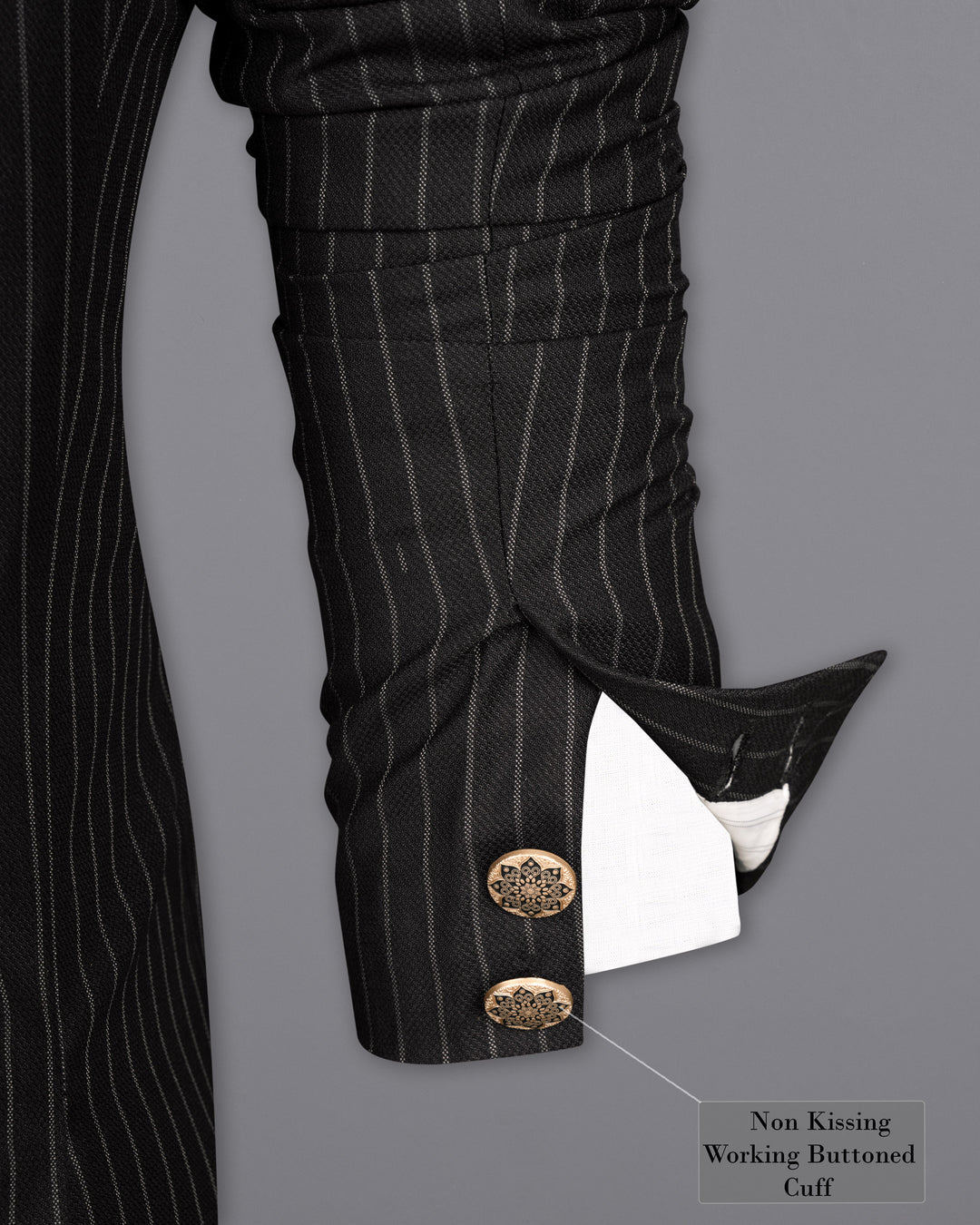Piano Black Striped Cross Button Woolrich Bandhgala Blazer BL1618-CBG2 ...