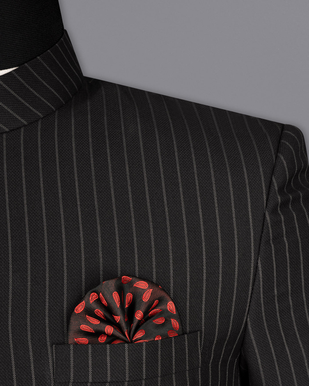 Piano Black Striped Cross Button Woolrich Bandhgala Blazer BL1618-CBG2 ...