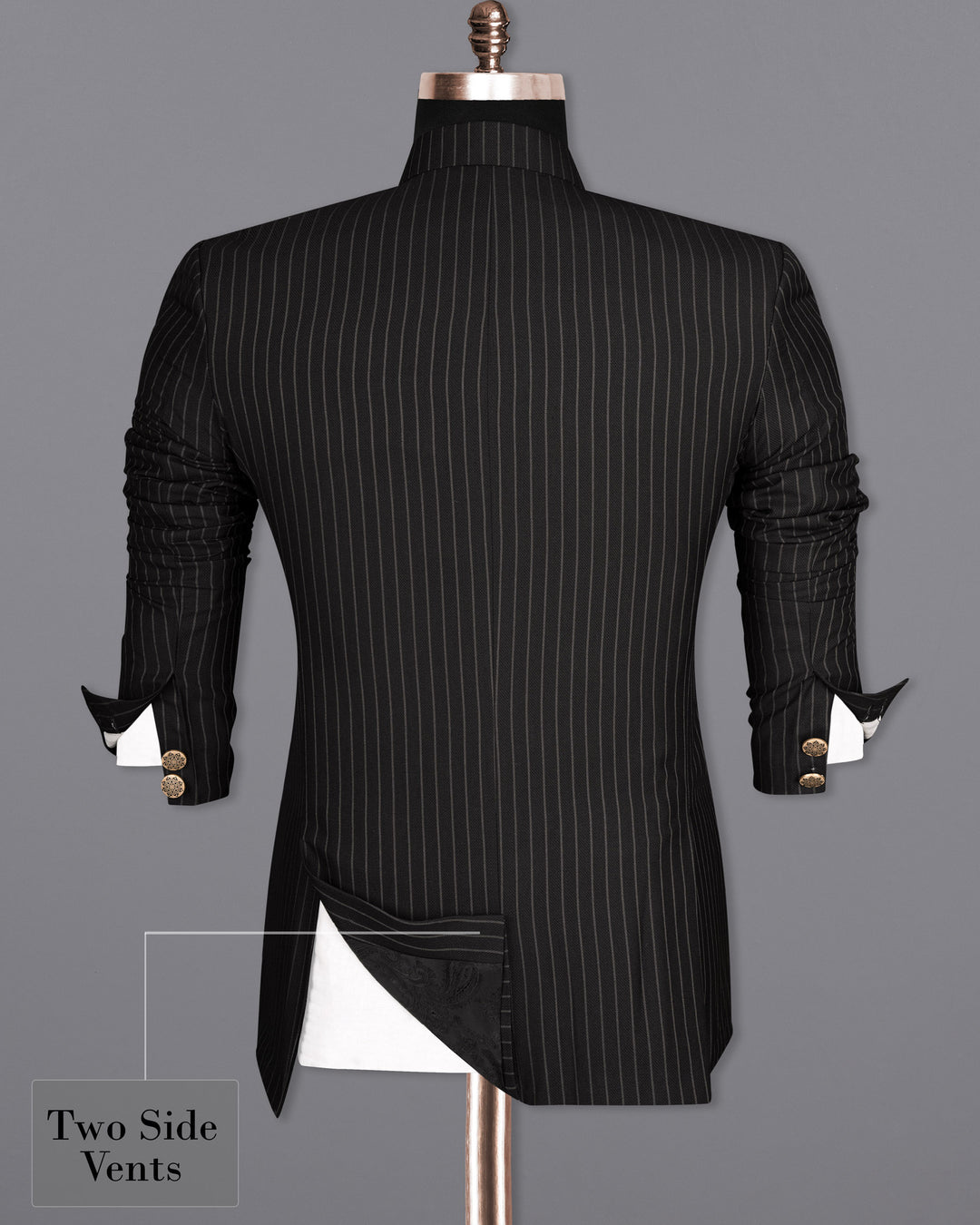 Piano Black Striped Cross Button Woolrich Bandhgala Blazer BL1618-CBG2 ...