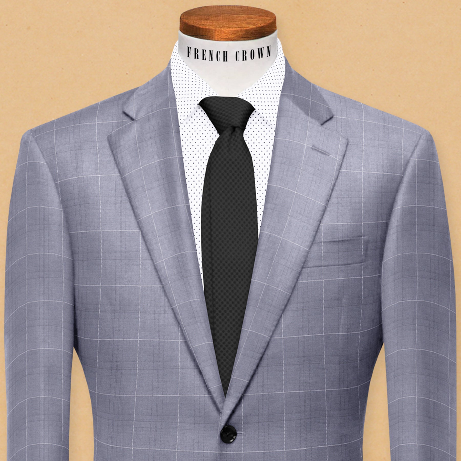 Anchor Grey Checks-plaid Single-Breasted Premium Wool Blazer For Men