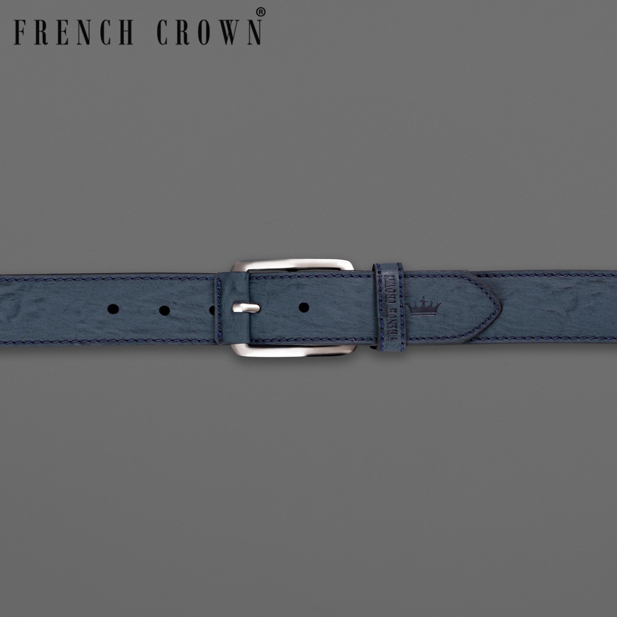Blue with Metallic Textured Vegan Leather Handcrafted Belt For Men