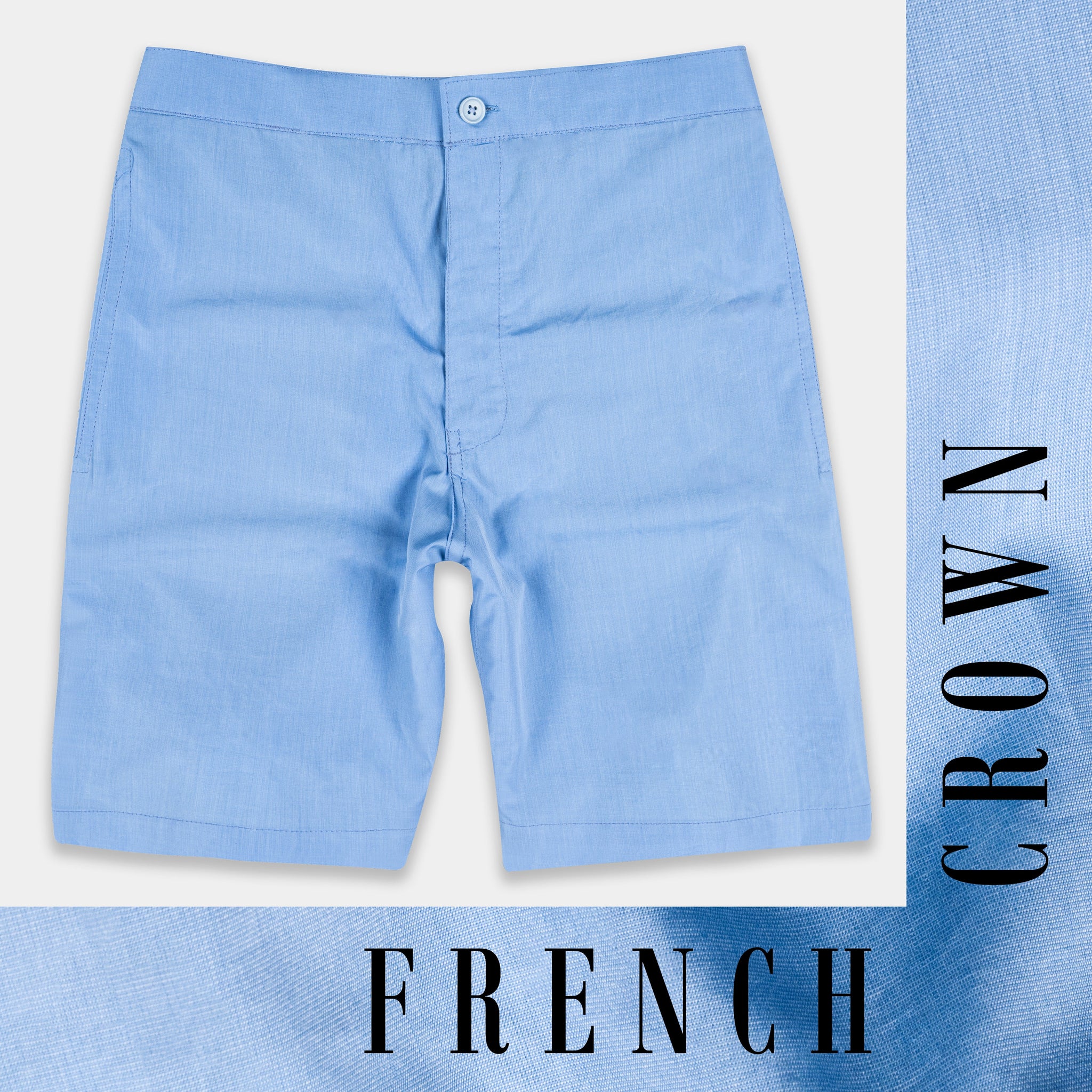 Glacier Blue Plain-Solid Premium Cotton Shorts For Men