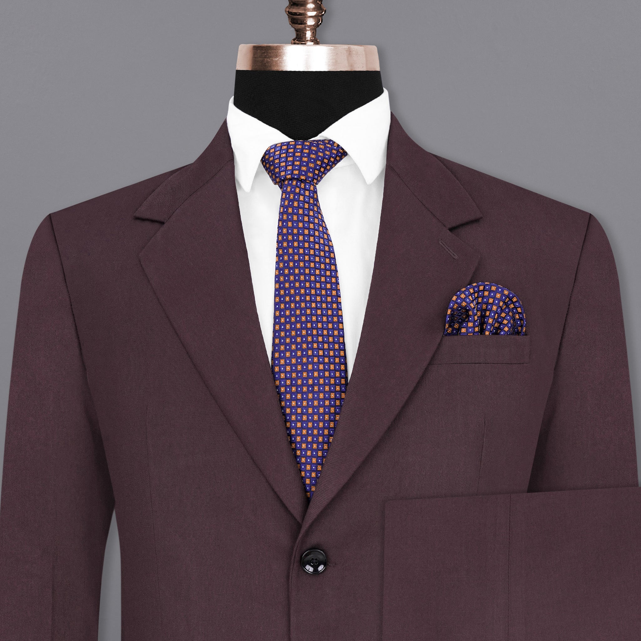 Baltic Sea Plain-Solid Premium Terry-Rayon Single Breasted Suits for Men.