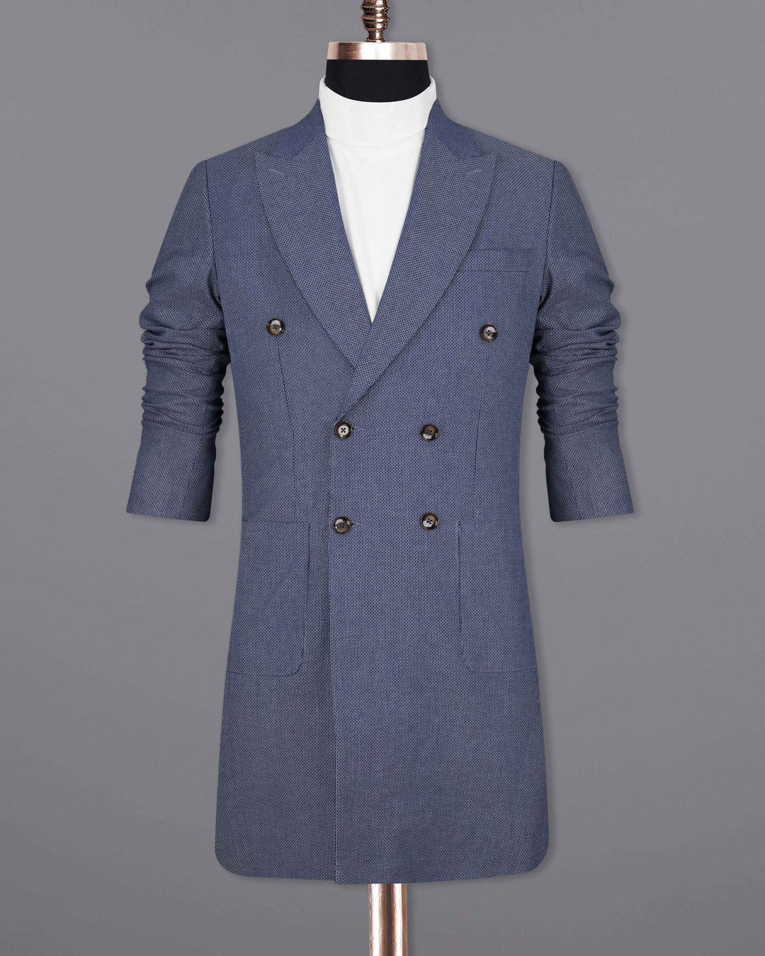 Limed Spruce Blue Double Breasted Trench Coat TCB2074-DB-PP-36, TCB2074 ...