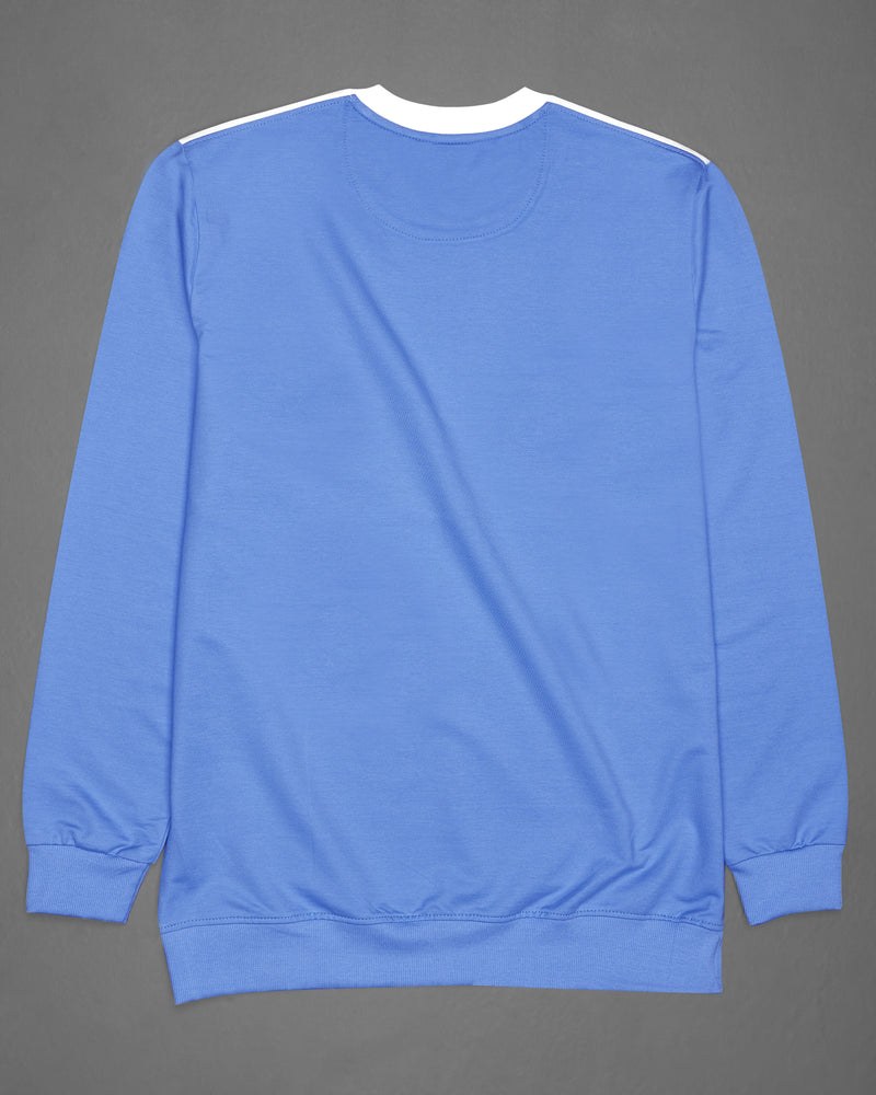 Moonstone Blue with White and Black Block Pattern Pique Sweatshirt ...