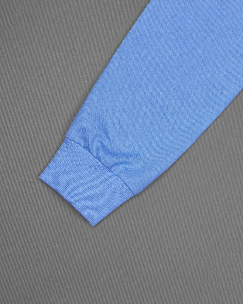 Moonstone Blue with White and Black Block Pattern Pique Sweatshirt ...