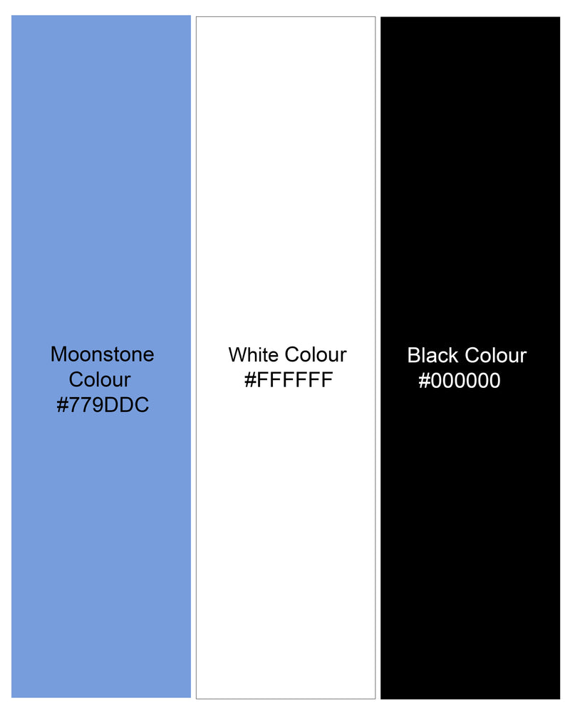 Moonstone Blue with White and Black Block Pattern Pique Sweatshirt ...