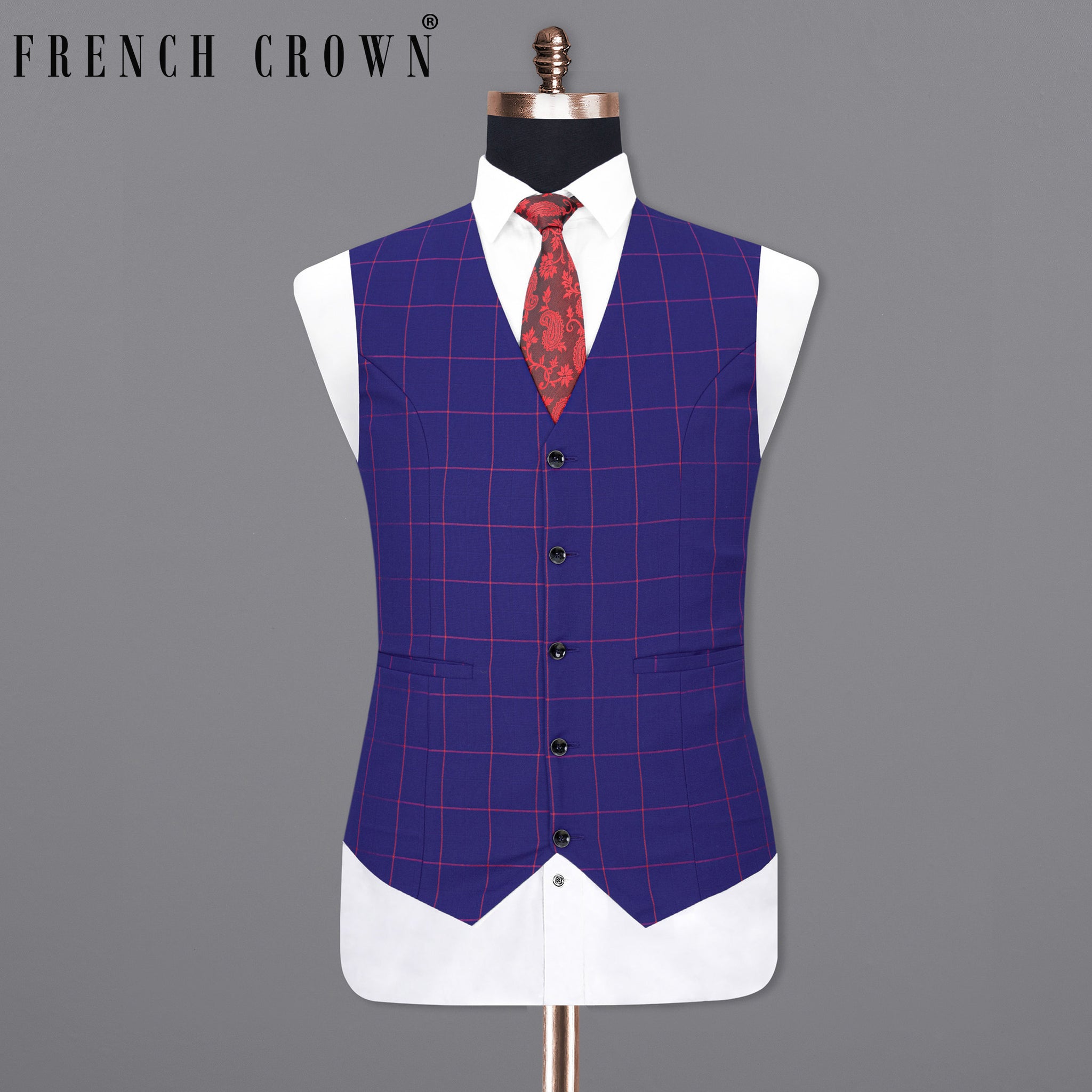 Minsk Blue Textured Premium Terry-Rayon Waistcoats For Men