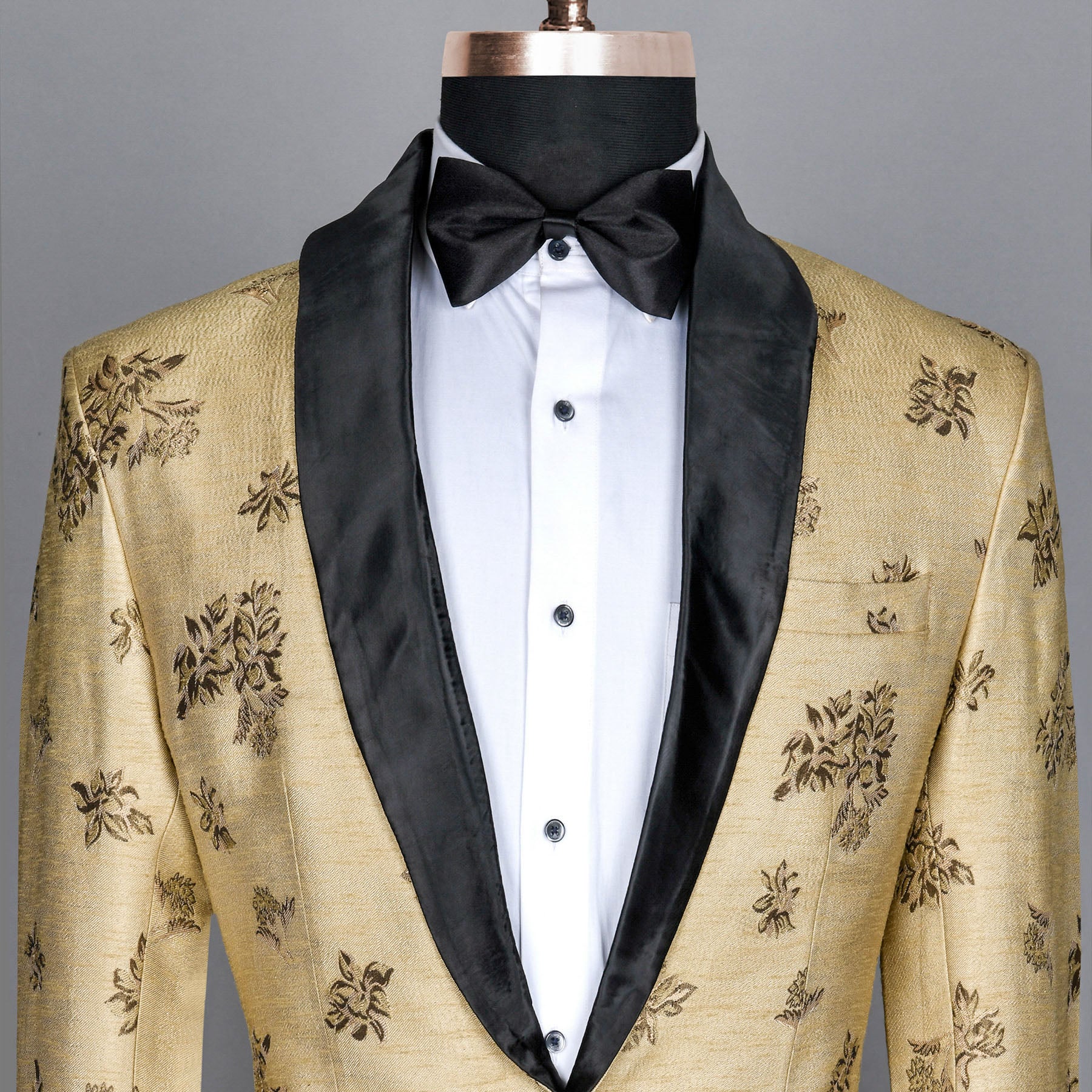Peanut Brown Prints Premium Polyester Wedding Tuxedo Blazer For Men.